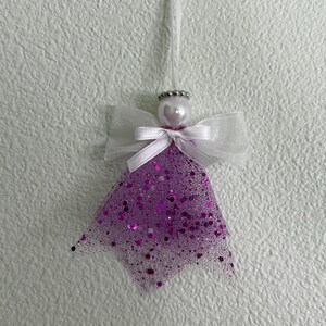 Glow in the Dark Purple Angel Ornament: Tulle Dress, Ribbon Wings - Etsy