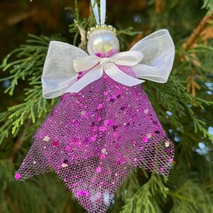 Glow in the Dark Purple Angel Ornament: Tulle Dress, Ribbon Wings - Etsy