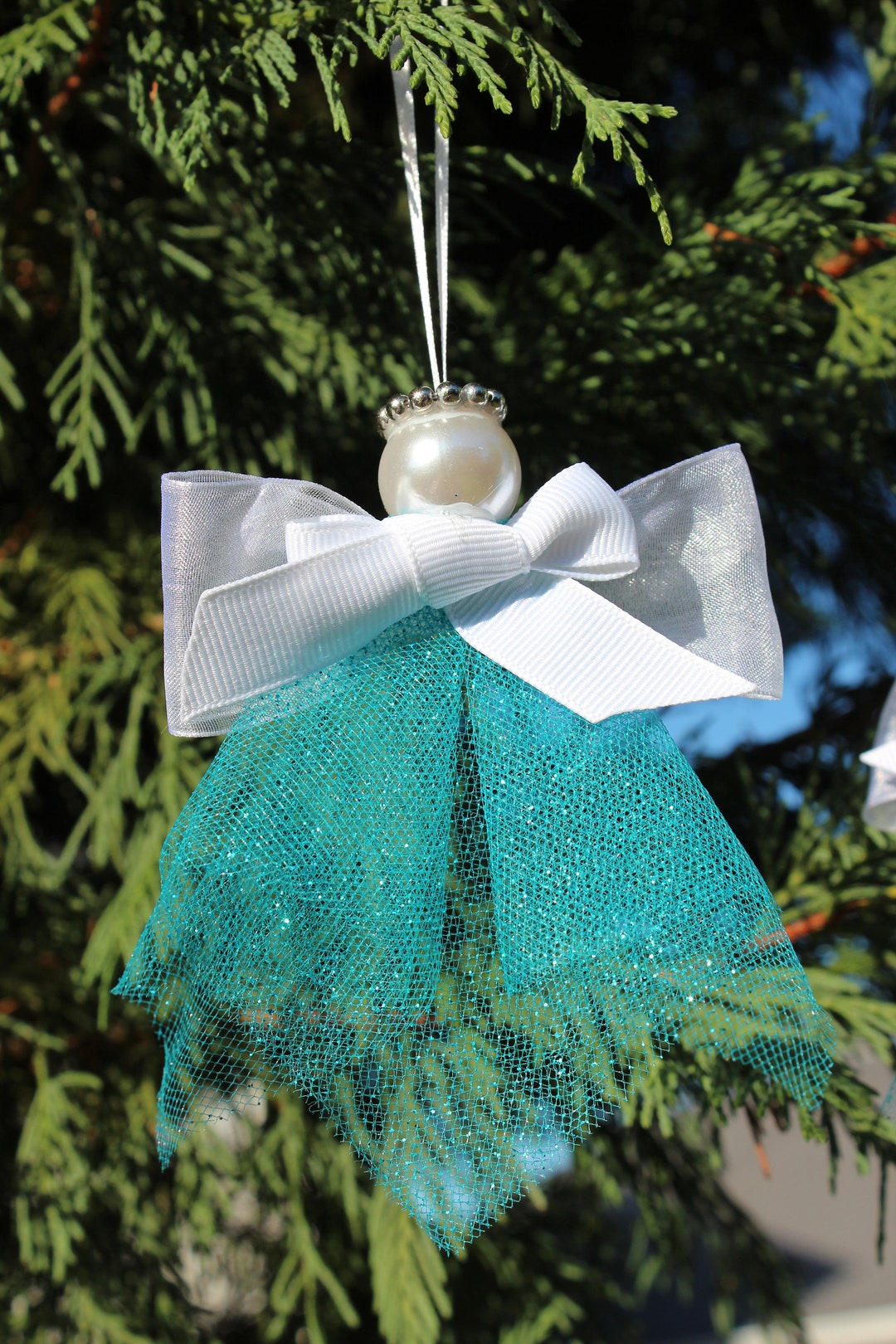 Teal Tulle Angel Ornament: Handmade Christmas Decoration - Etsy