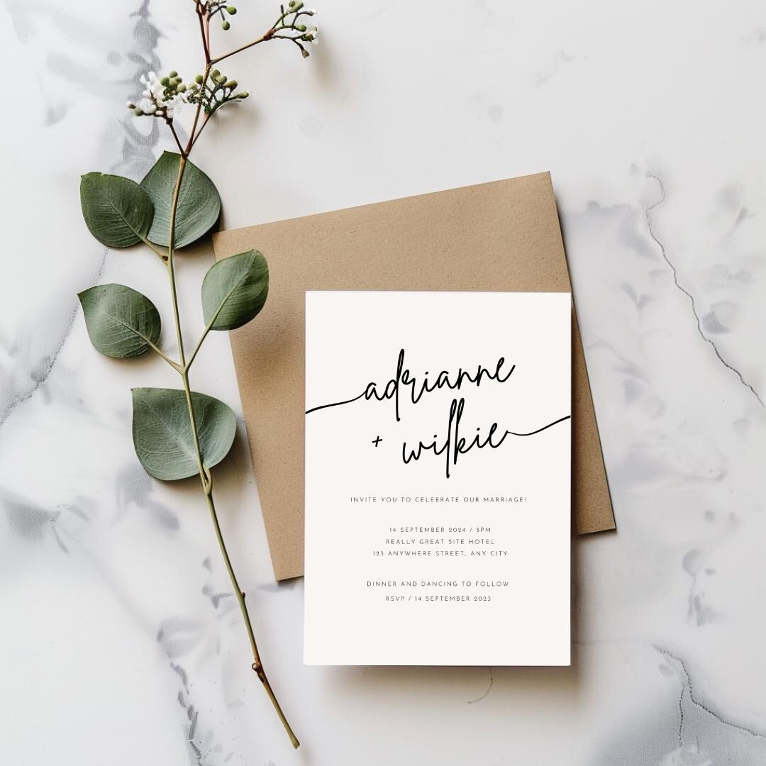 Minimalist Sophisticated Wedding Invitation, DIY Elegant Wedding ...
