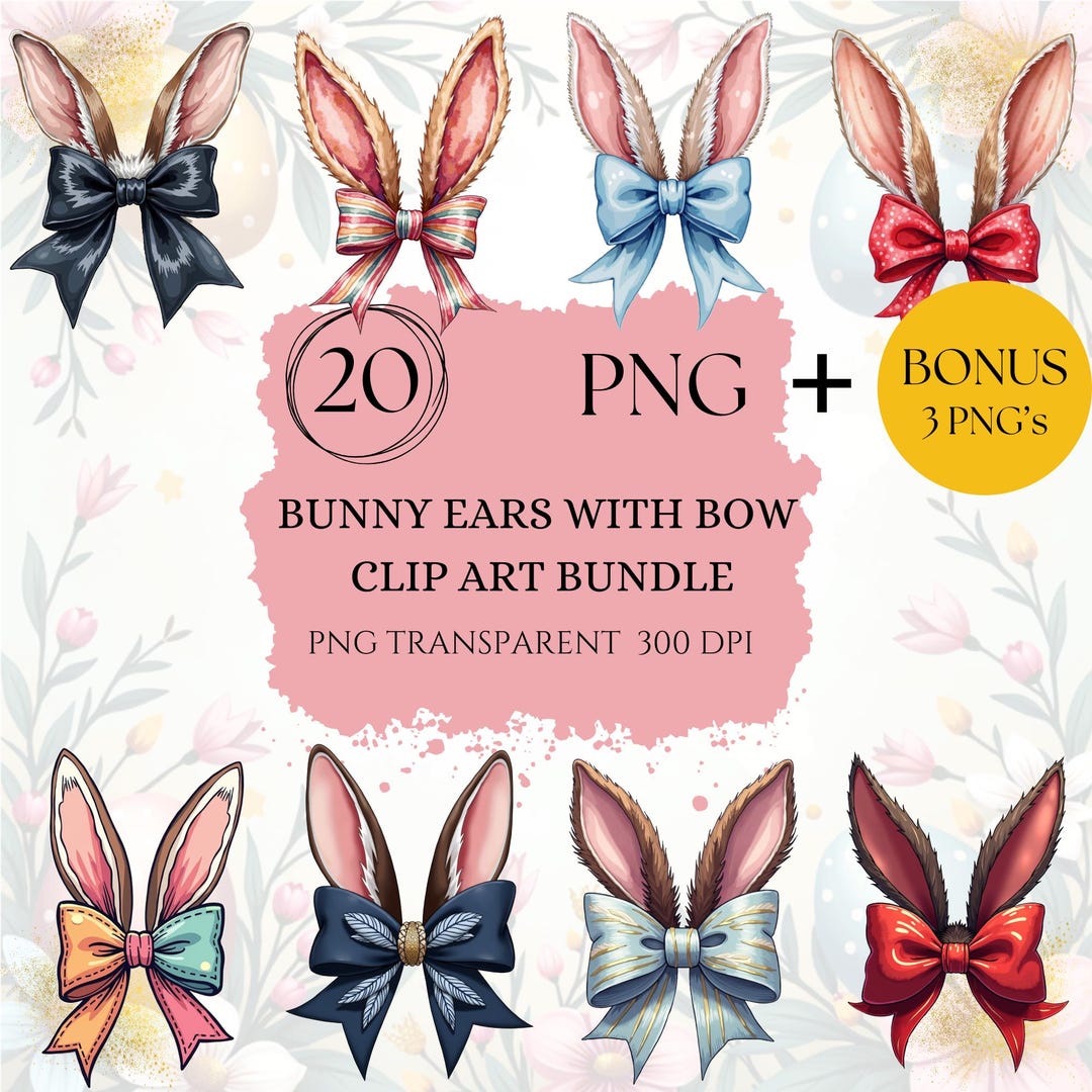 20 PNG Bunny Ears - Coquette Easter Clip Art, Bunny Ears With Bow ...