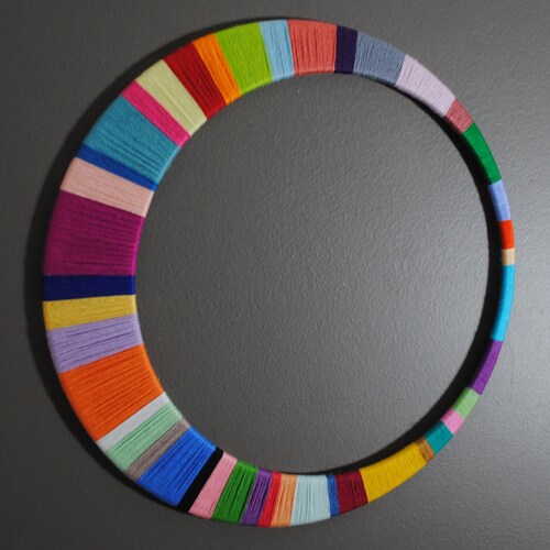 MEDIUM 12 Rainbow STRING Hoop Wall Art colorful Bold - Etsy