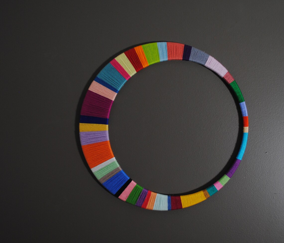 MEDIUM 12 Rainbow STRING Hoop Wall Art colorful Bold - Etsy