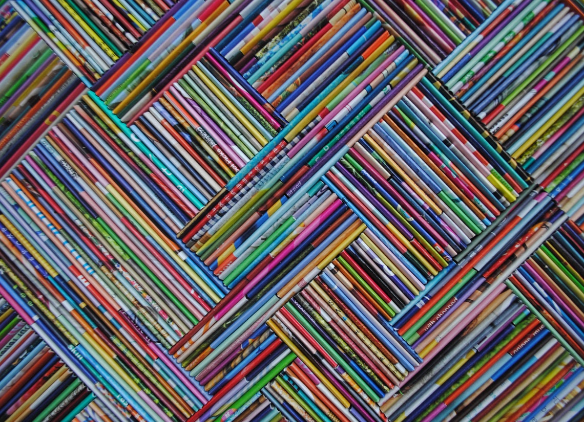Colorful HERRINGBONE Framed Wall Art Made From Recycled - Etsy