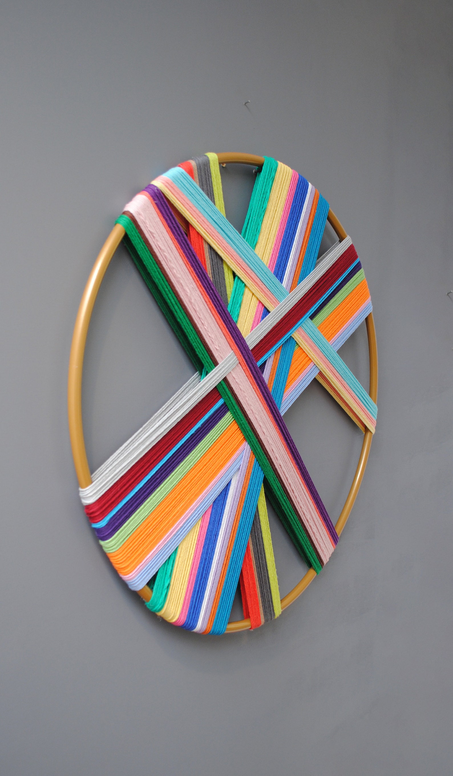 XL COLORFUL Hoop STRING Wall Art-gold or Silver Wrapped Hoop - Etsy