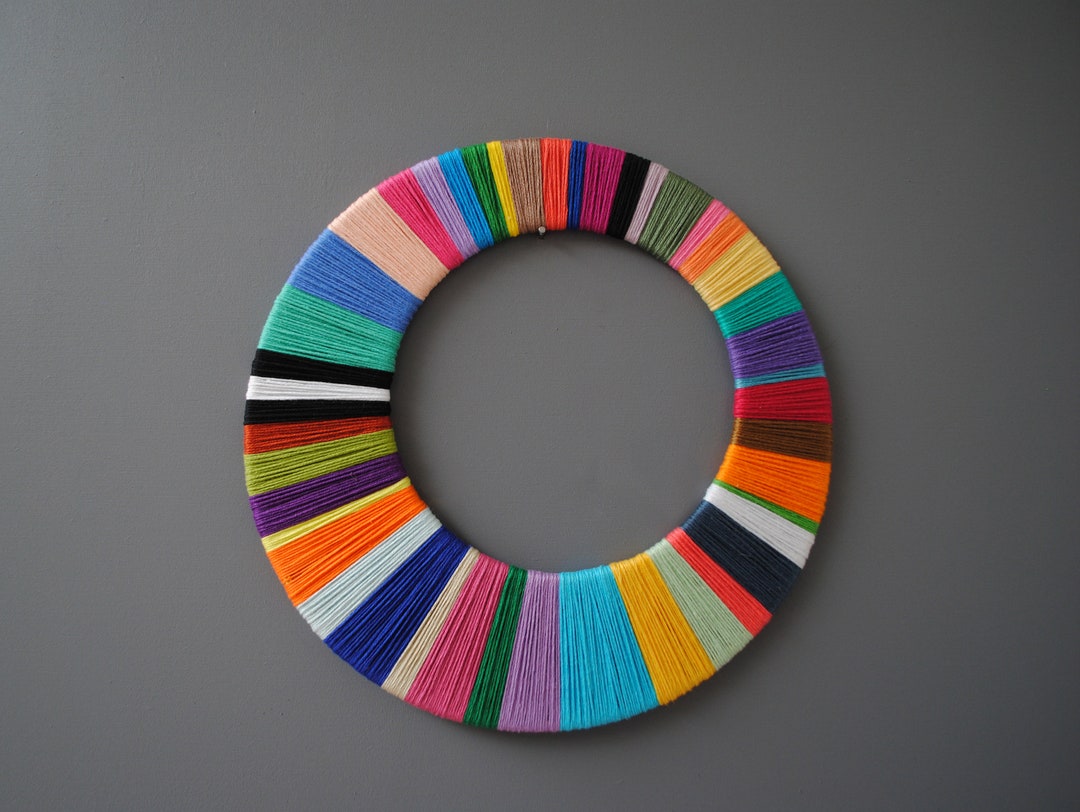 Mini Rainbow STRING Hoop Wall Art colorful Bold Unique Art - Etsy