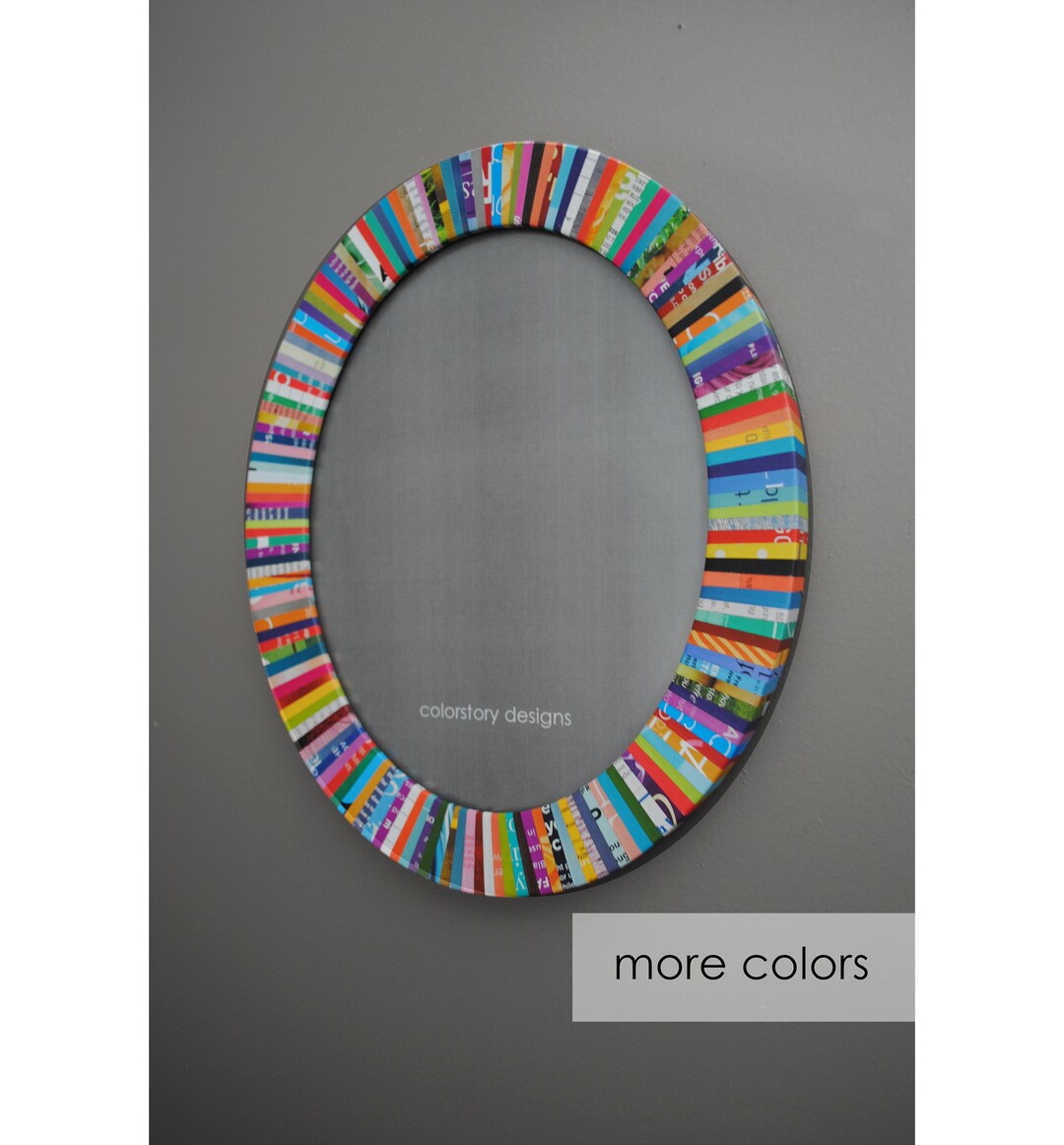 Oval Picture Frame- Made From Recycled Magazines, Colorful,stripes,blue ...
