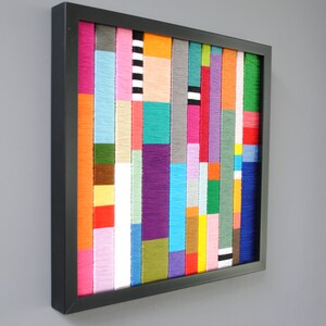 Small Colorful String WALL ART - Framed Crisp Lines,fiber Art,depth ...
