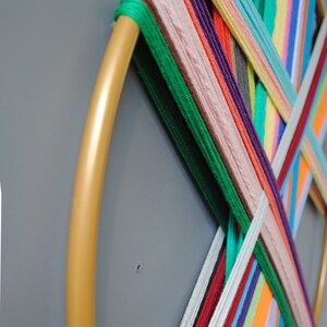 XL COLORFUL Hoop STRING Wall Art-gold or Silver Wrapped Hoop, Art Deco ...