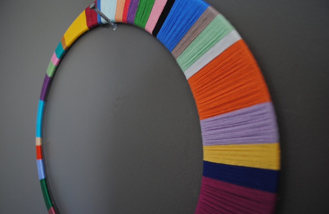 MEDIUM 12 Rainbow STRING Hoop Wall Art colorful Bold - Etsy