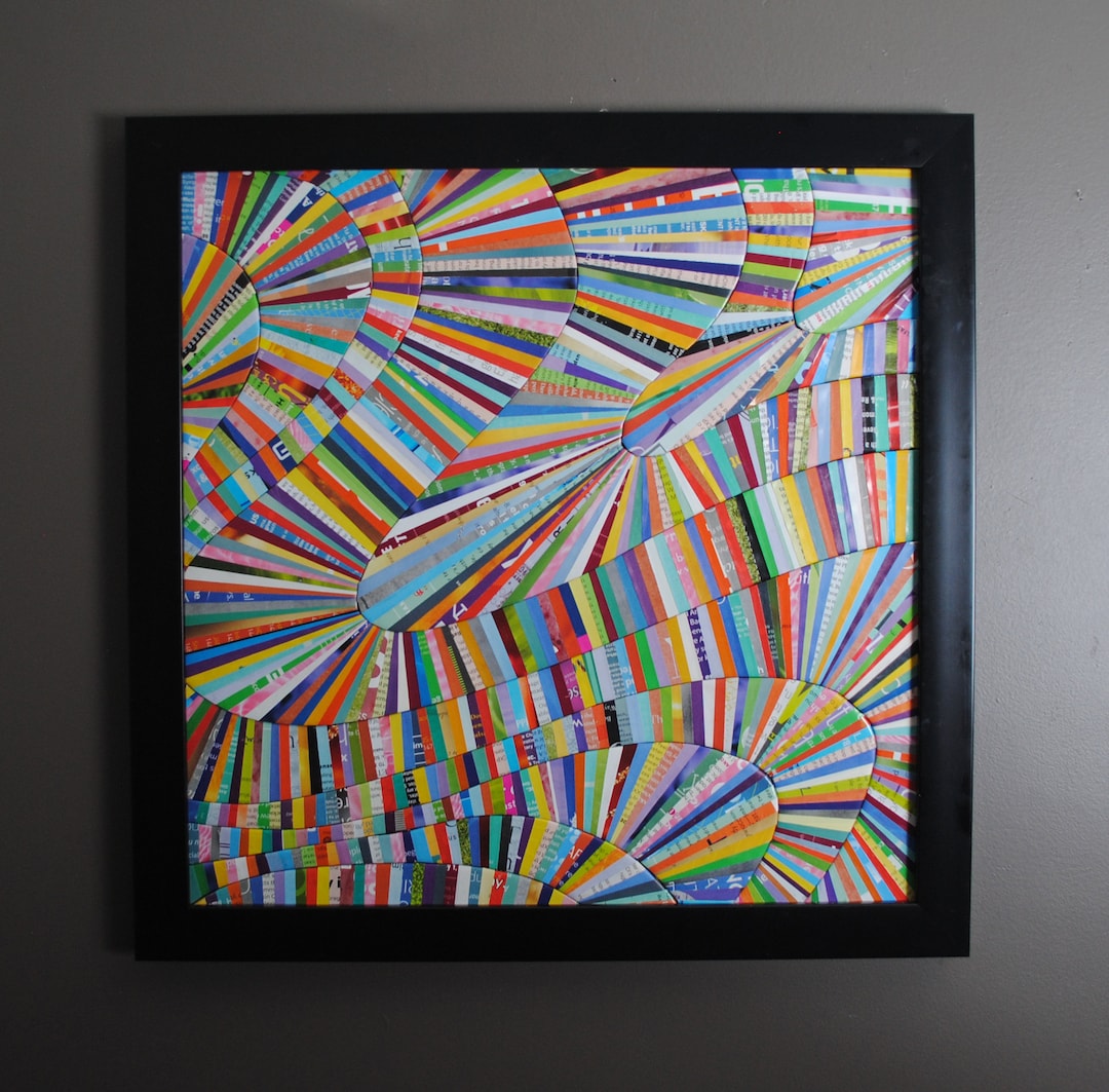 COLORFUL Square Wall Art -made From Recycled Magazines, Swirls,blue ...
