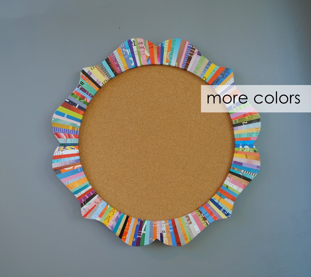 Scalloped 16 Inch Dia. Cork Board Made From Recycled Magazines,colorful ...