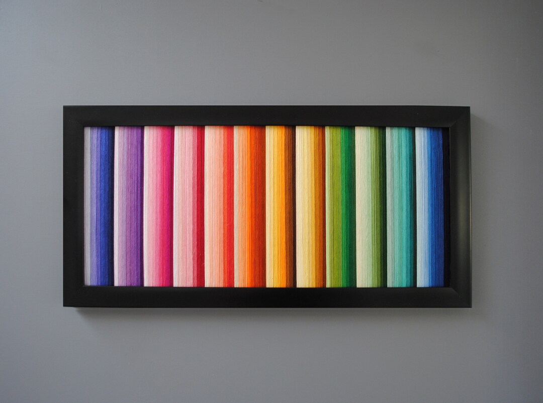 Rainbow STRING Framed Wall Art colorful, Bold Unique, Art Deco Chic ...