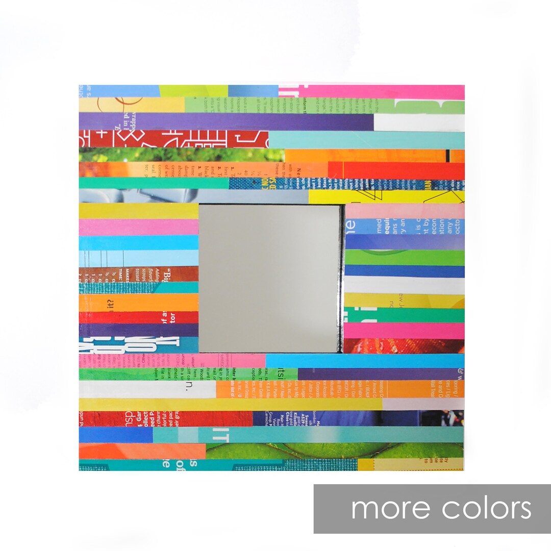 COLORFUL Square Mirror Made From Recycled Magazines, Square, Strips of ...