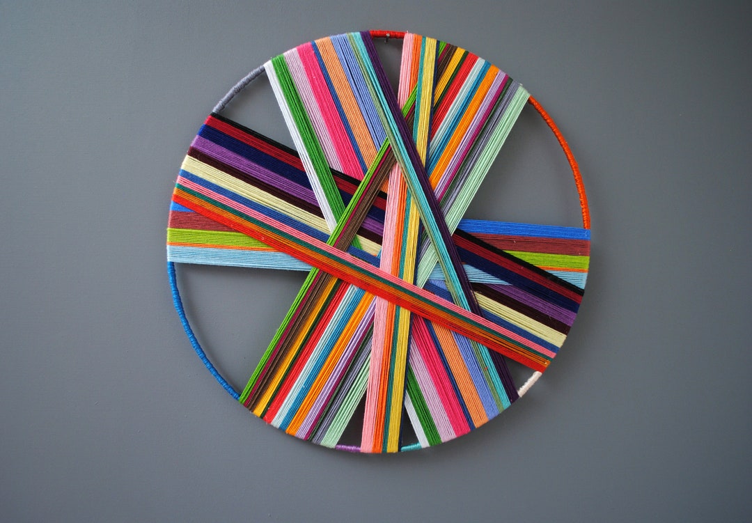 12" Colorful STRING Hoop Wall Art - Bold Unique, Art Deco Chic ...