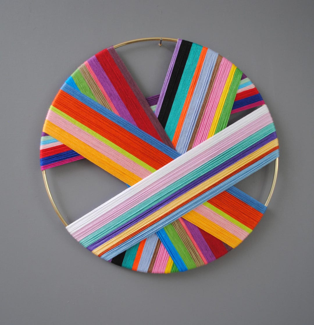10" STRING Wall Art -colorful Wrapped Hoop, Unique, Art Deco Chic ...