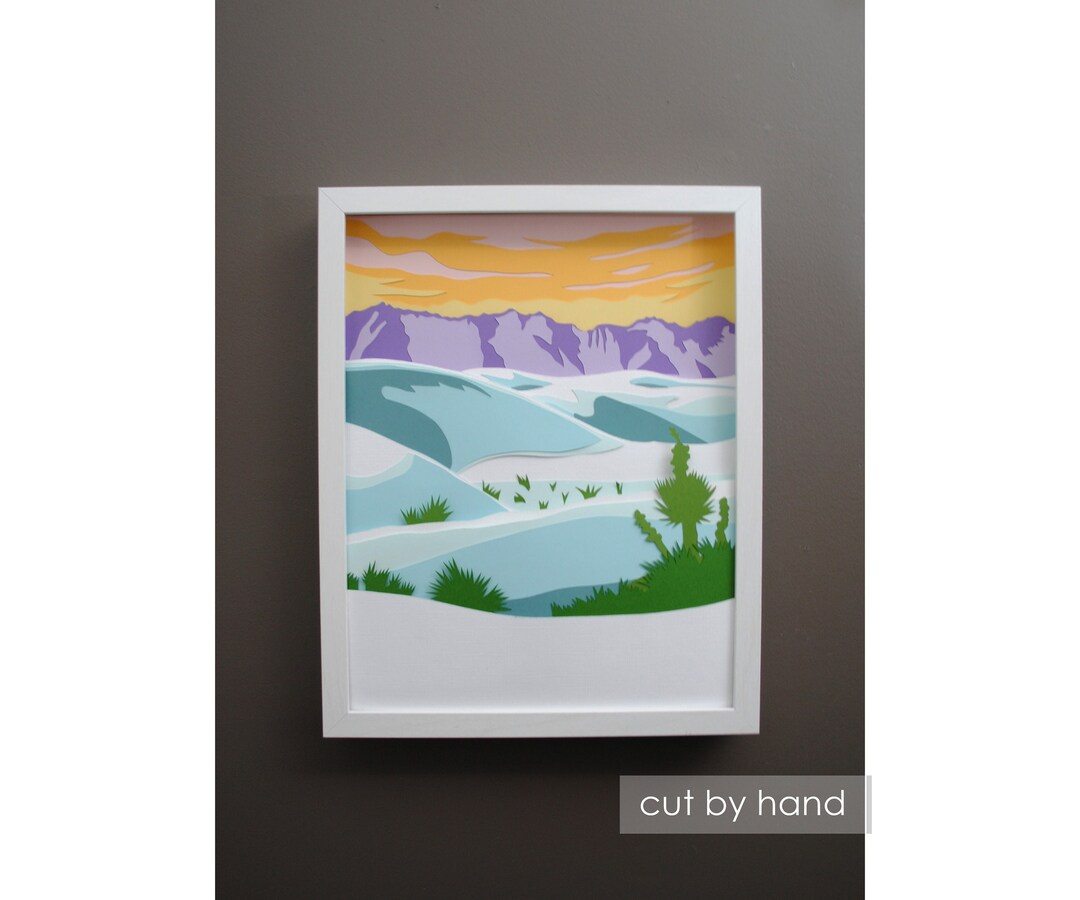 White Sand National Park PAPER CUTTING Colorful Cacti, New Mexico,depth ...