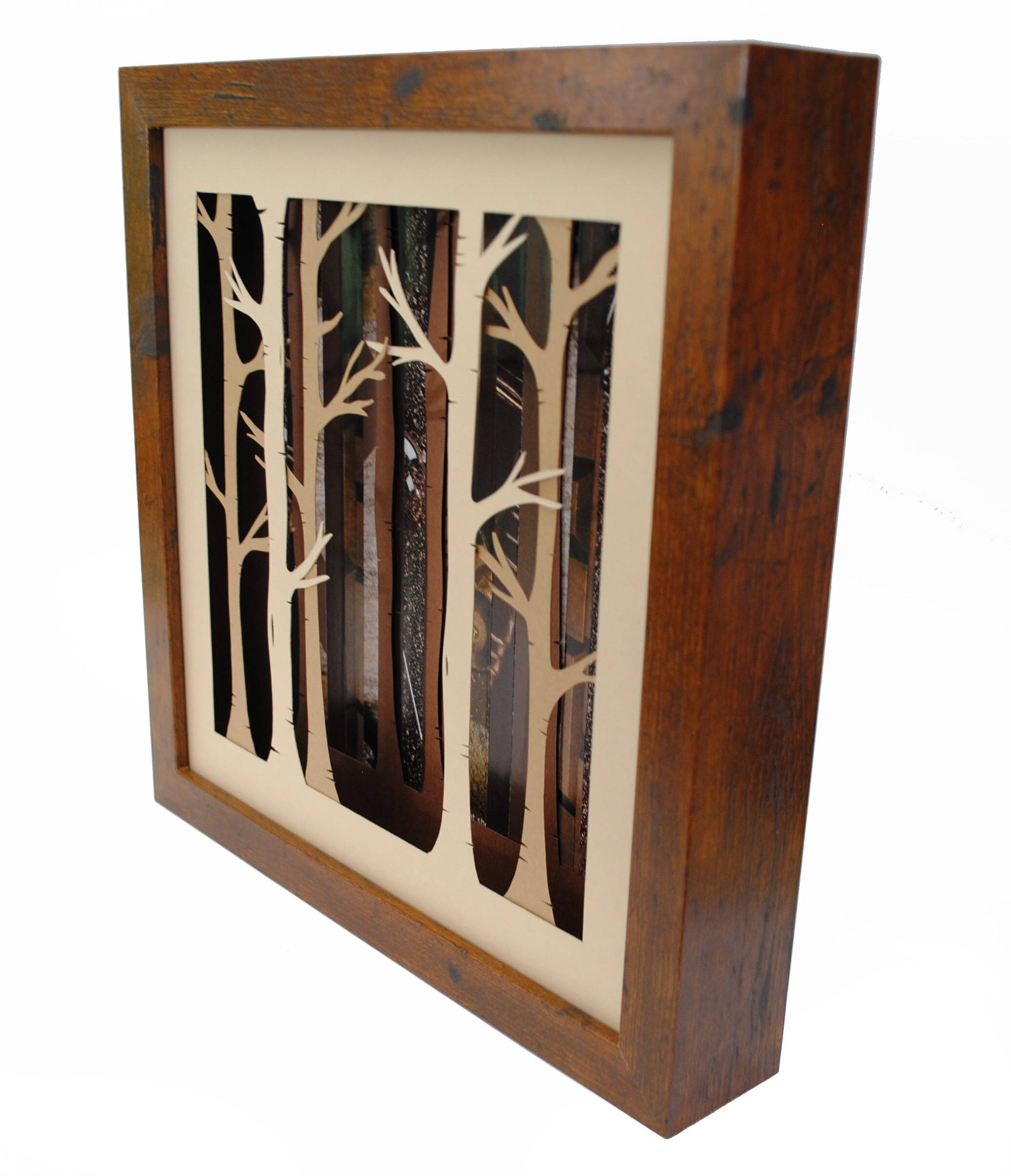 BROWN Birch Tree Forest Shadowbox Made From Recycled | Etsy