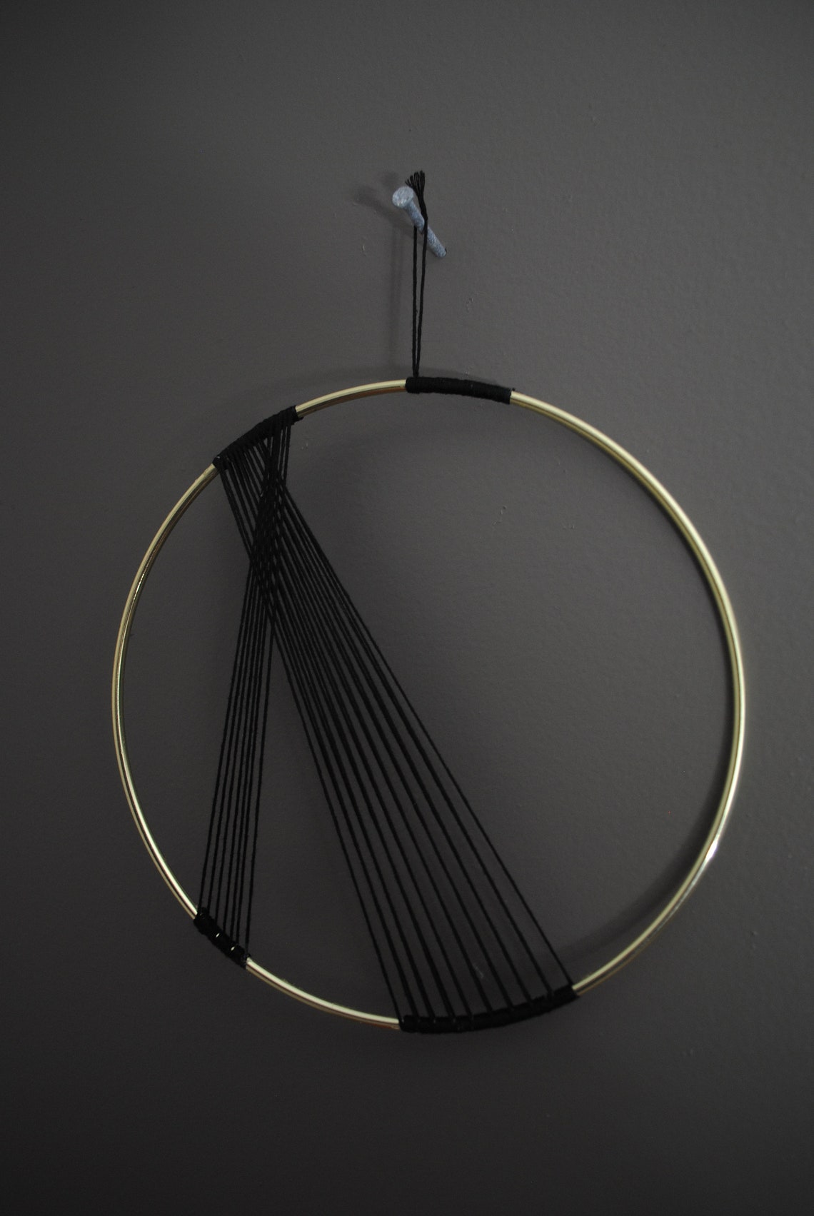 Small 8 Hoop Black and Gold STRING Wall Art Unique | Etsy