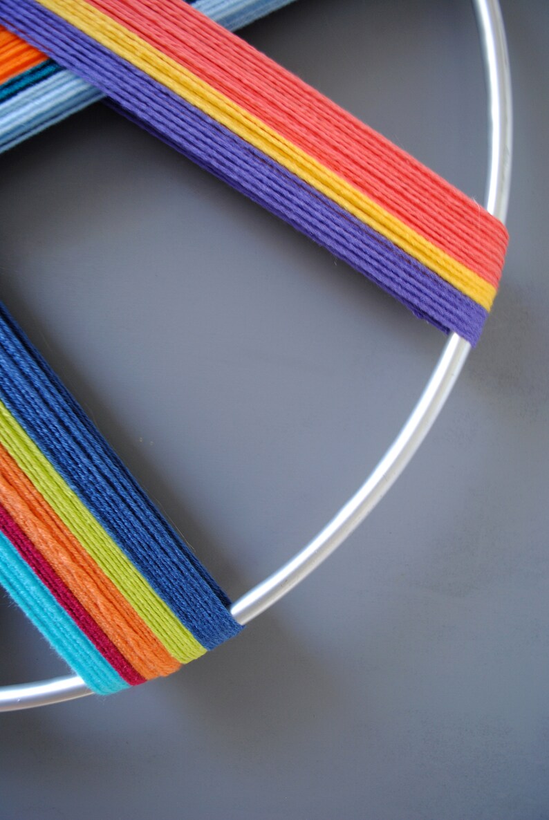 XL COLORFUL Hoop STRING Wall Art-gold or Silver Wrapped Hoop - Etsy