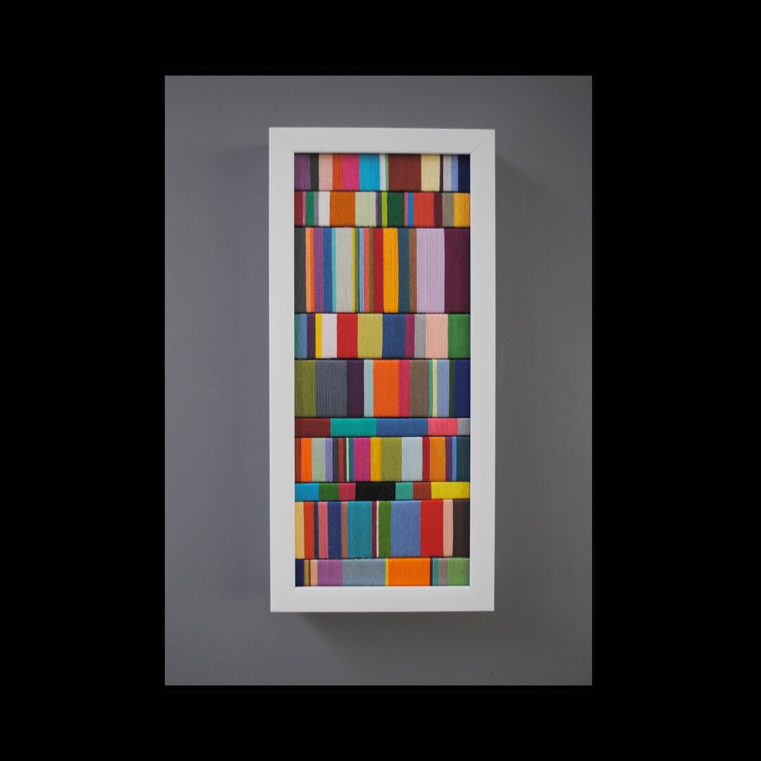 Framed Colorful String WALL ART Recycled,crisp Lines,fiber Art,depth ...