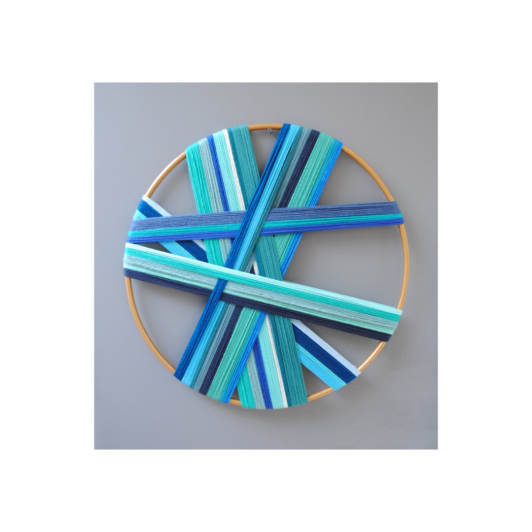 XL 24 Hoop STRING Wall Art Blue & Teal Colorful - Etsy