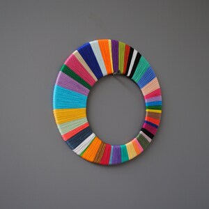 Mini Rainbow STRING Hoop Wall Art colorful, Bold Unique, Art Deco Chic ...