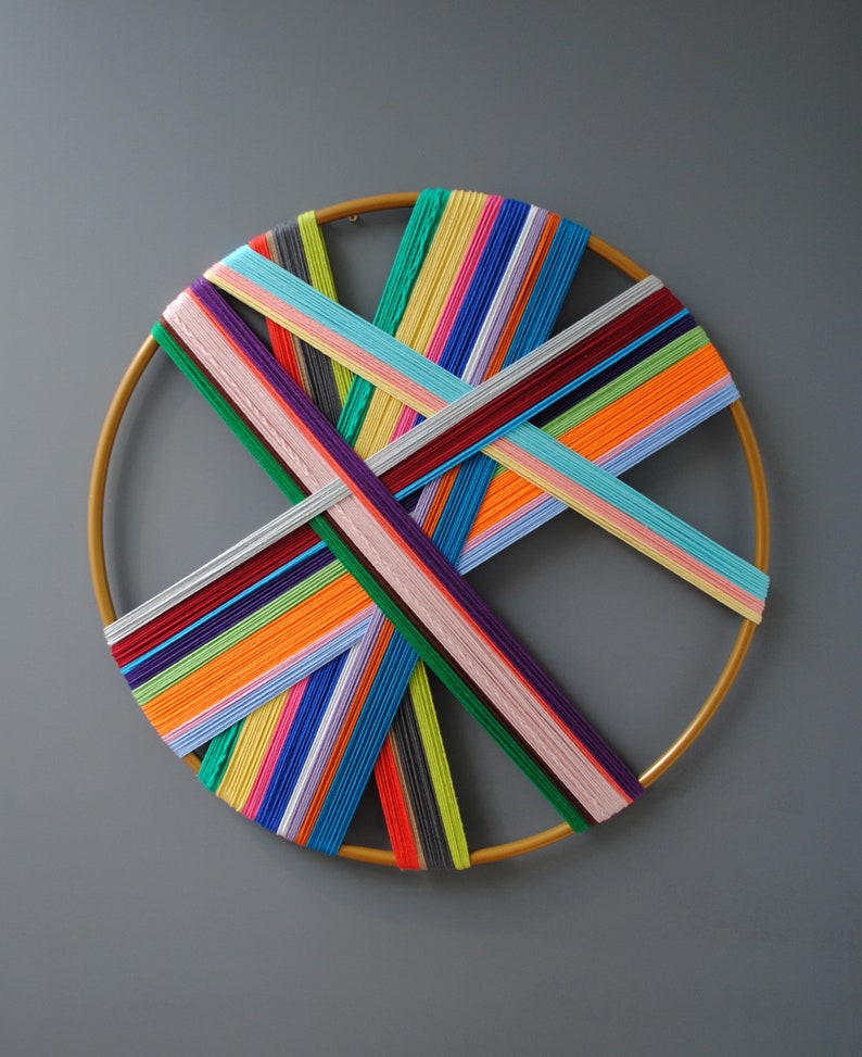 XL COLORFUL Hoop STRING Wall Art-gold or Silver Wrapped Hoop - Etsy