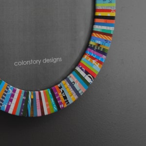 Oval Picture Frame- Made From Recycled Magazines, Colorful,stripes,blue ...