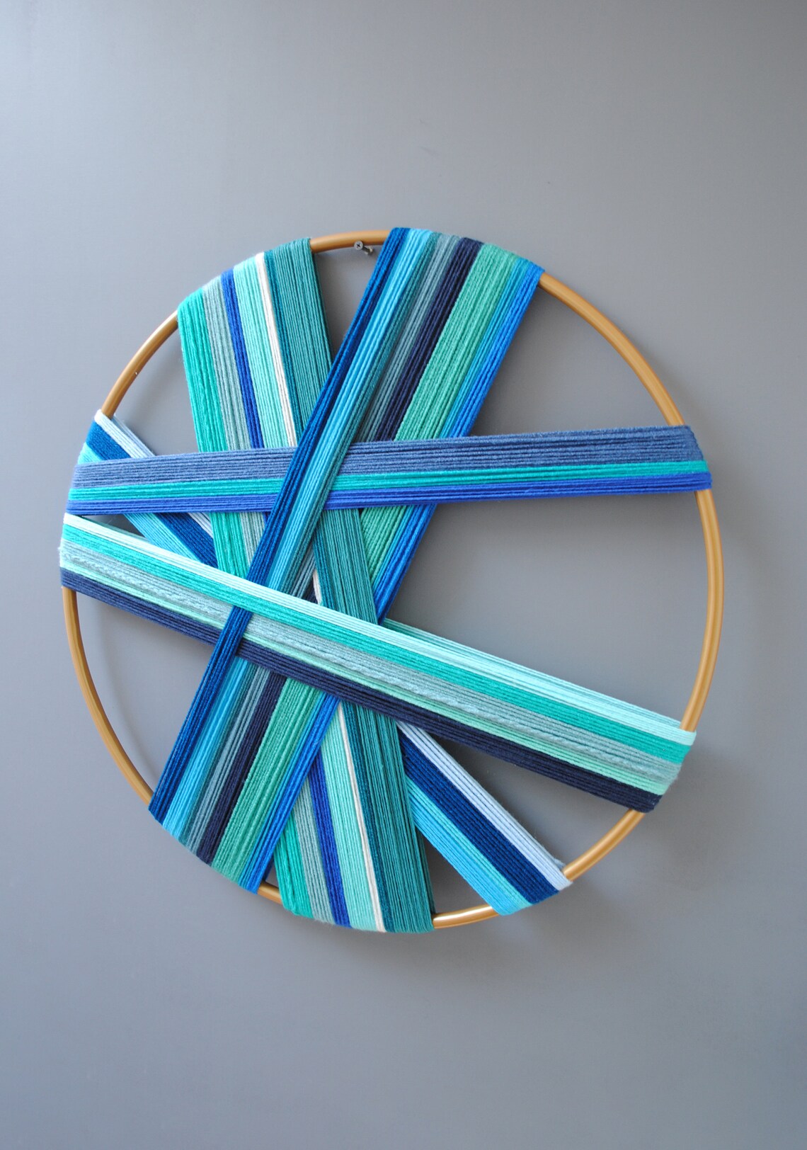 XL 24 Hoop STRING Wall Art Blue & Teal Colorful - Etsy