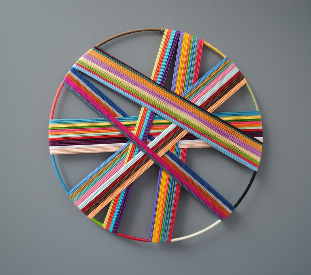12" Colorful STRING Hoop Wall Art - Bold Unique, Art Deco Chic ...