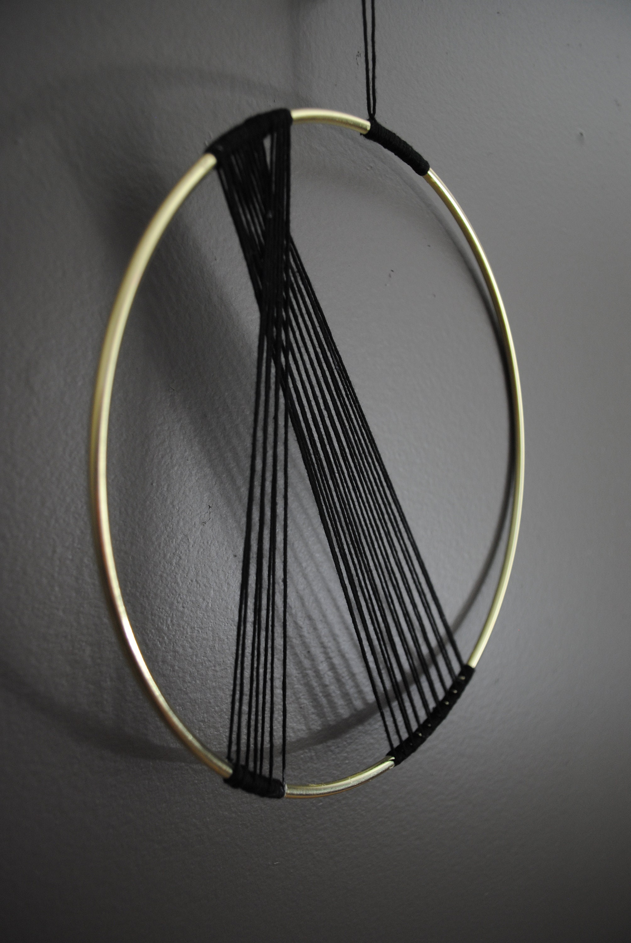 Small 8 Hoop Black and Gold STRING Wall Art Unique | Etsy