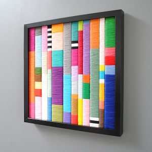 Small Colorful String WALL ART - Framed Crisp Lines,fiber Art,depth ...