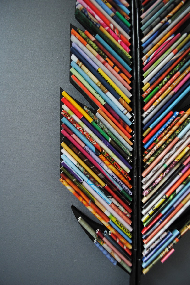 Colorful FEATHER Wall Art Made From Recycled Magazines - Etsy