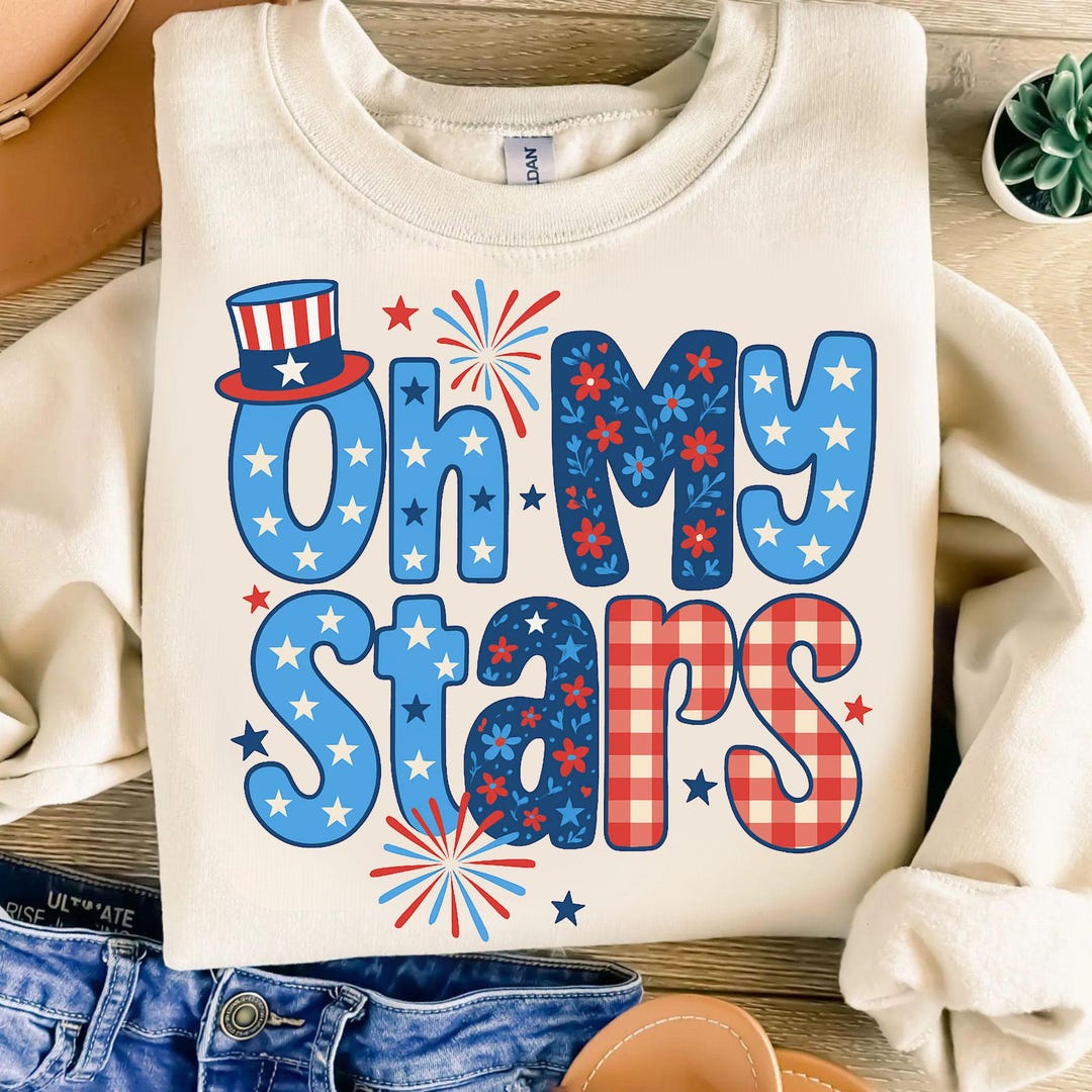 Coquette Floral Oh My Star PNG, Preppy USA Glitter Design, 4th of July ...