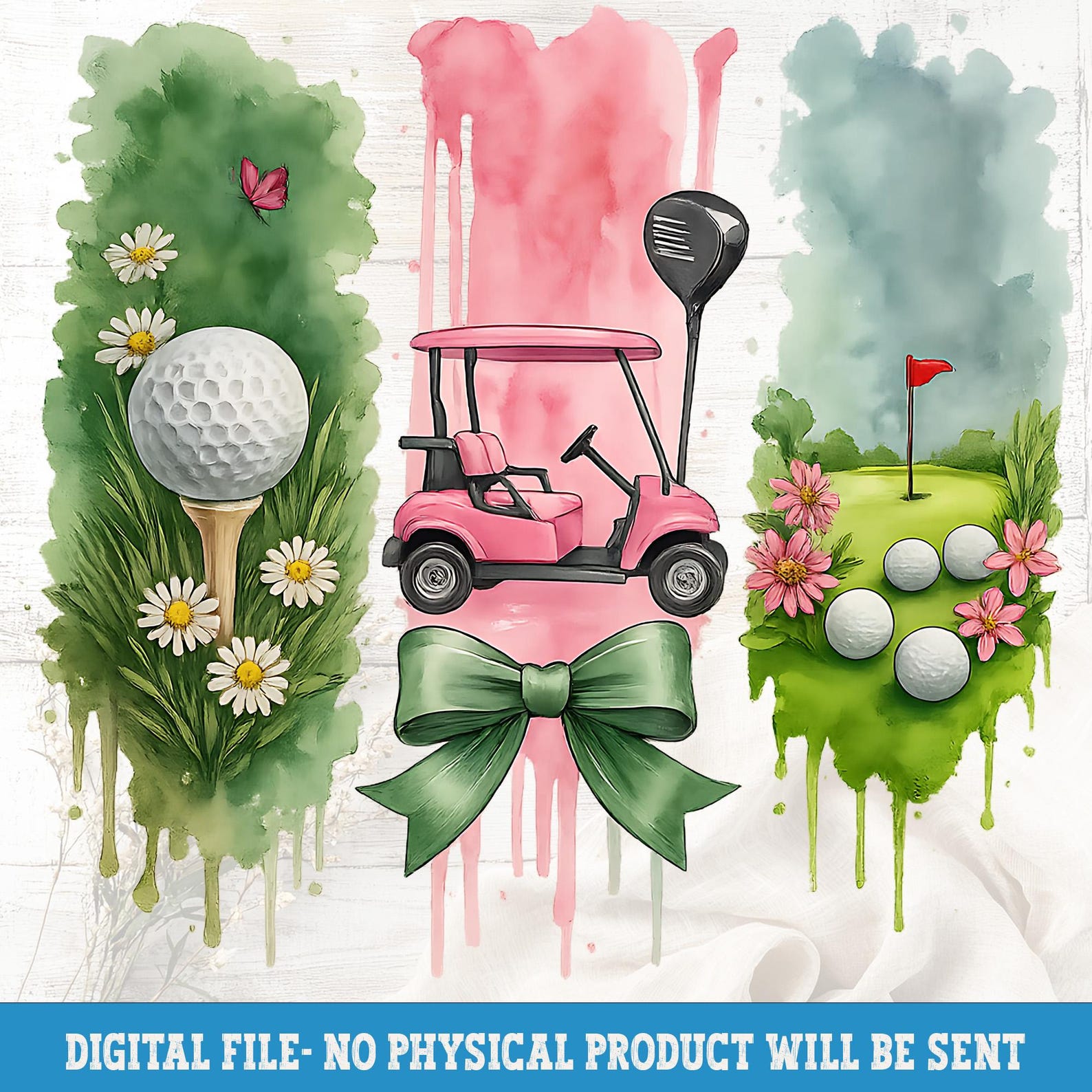 Preppy Watercolor Golf Shirt PNG, Brush Stroke Golf Lover Sublimation ...