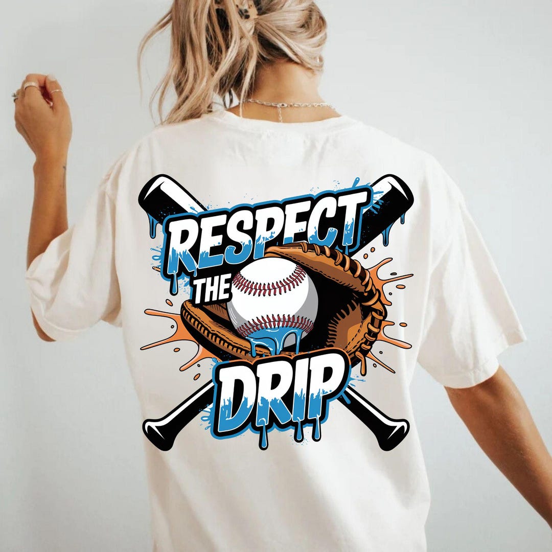 Respect the Drip Baseball PNG, Ice Cream Drip Baseball, Retro Baseball ...