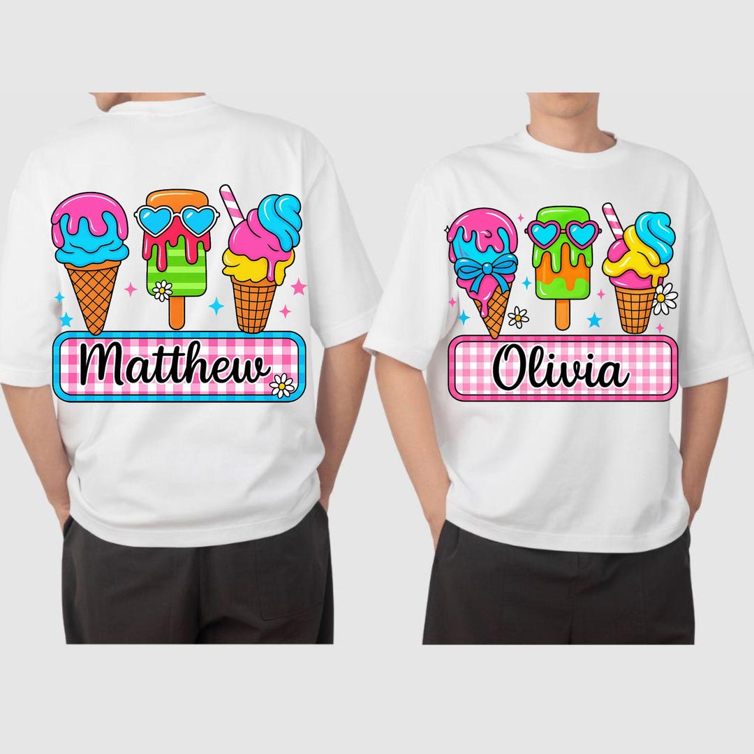 Personalized Boy Girl Summer PNG, Brushstroke Ice Cream Beach Name ...