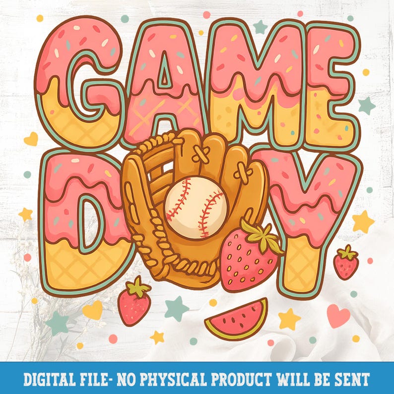 Baseball Ice Cream Drip PNG: Game Day Clipart (digital Download) - Etsy