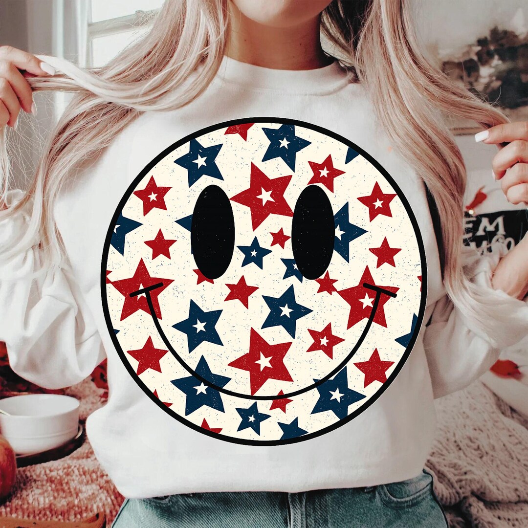 USA Smiley Face PNG Bundle: Retro 4th of July Clipart (digital Download ...