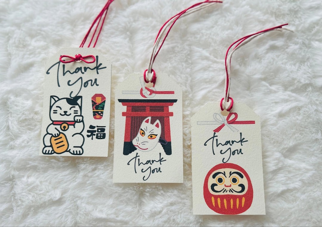 Lucky Charm Thank You Tags - Set of 3 | Printable Japanese Gift Tags ...