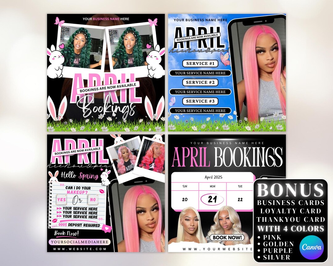 April Booking Bundle April Booking Bundle Spring Booking Template April ...