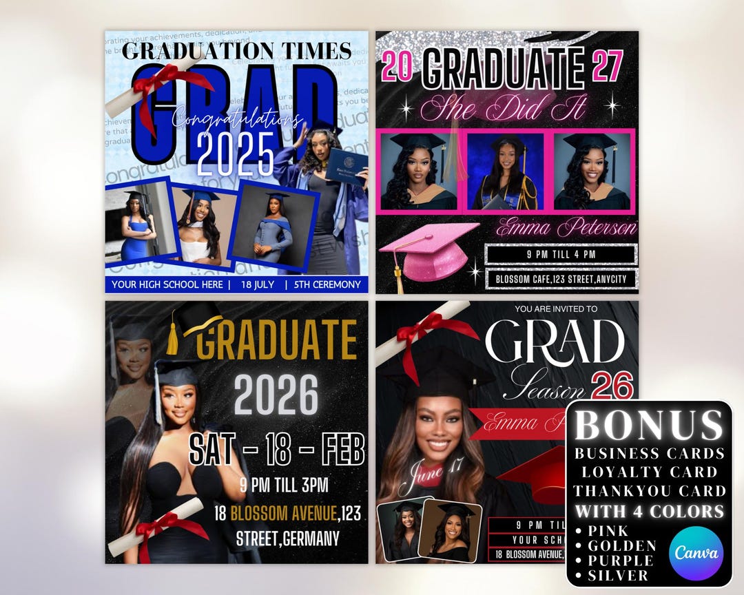4x Graduate Flyer, Graduation Party, Graduation Invitation, College ...