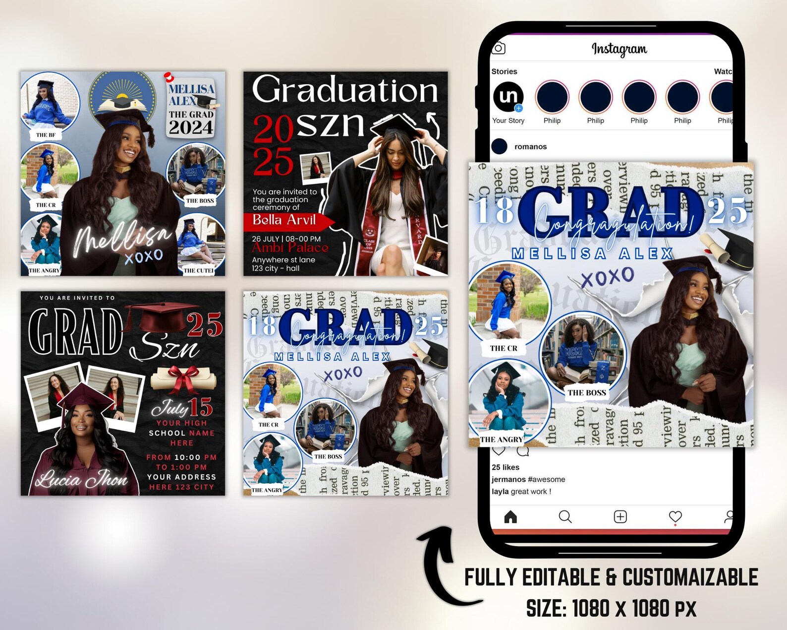 4x Graduate Flyer, Graduation Party, Graduation Invitation, College ...