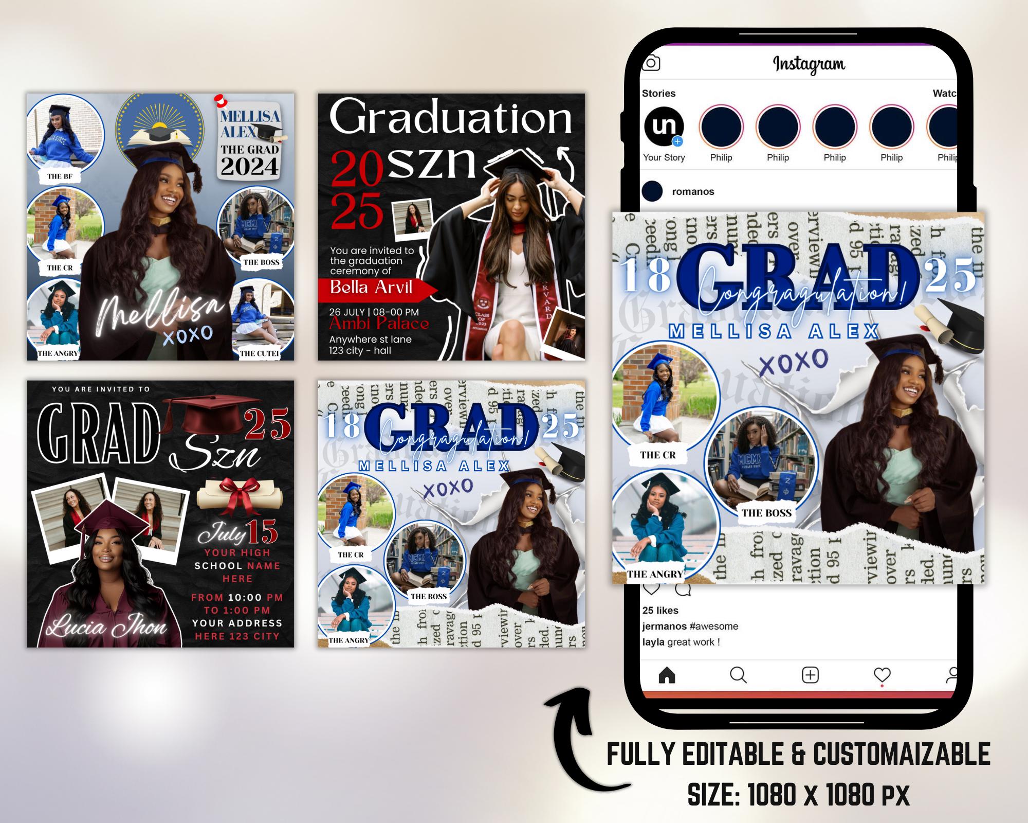 4x Graduate Flyer, Graduation Party, Graduation Invitation, College ...