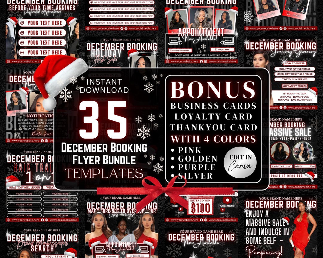 35 December Bookings Flyer, Book Now Flyer, Appointment Flyer, Holiday ...
