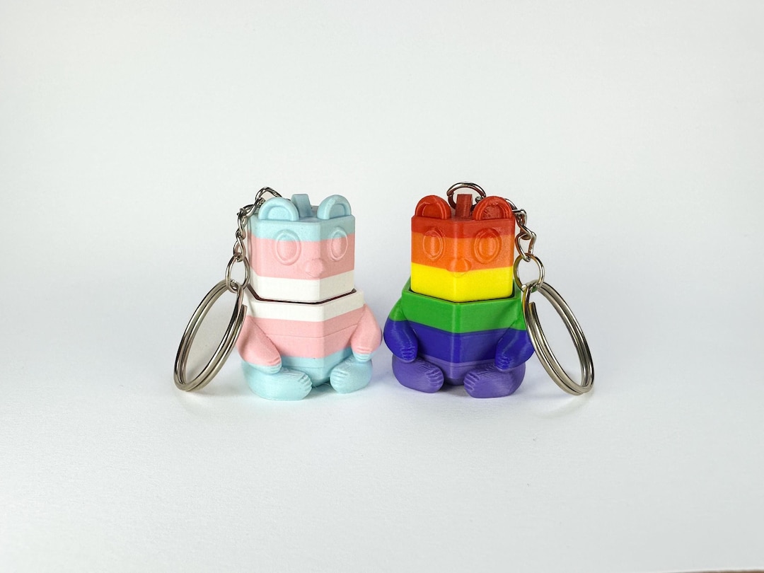 Pride Bear Keychain Fidget Clickers With Mechanical Switch | Rainbow ...