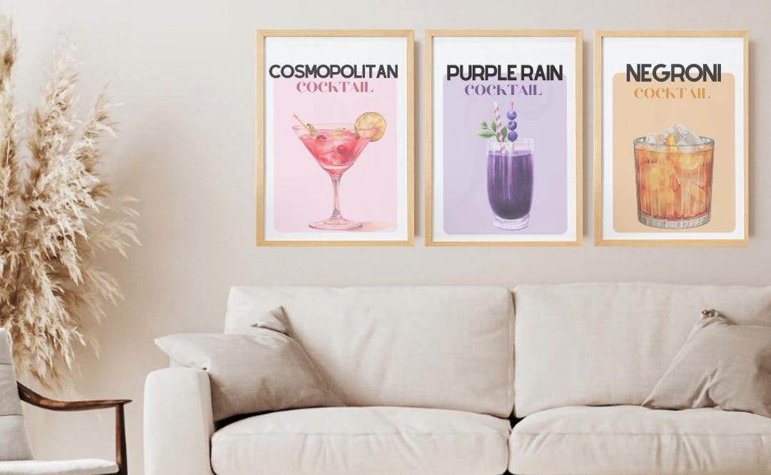 KITCHEN Cocktail Poster, Set of 3 - Etsy