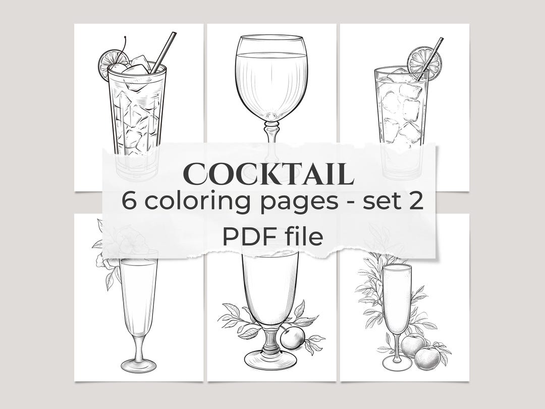 Cocktail Coloring Pages - Printable Coloring - Adult Coloring Page ...