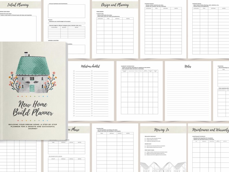 New Home Build Planner: Construction Project Tracker (PDF Download) - Etsy
